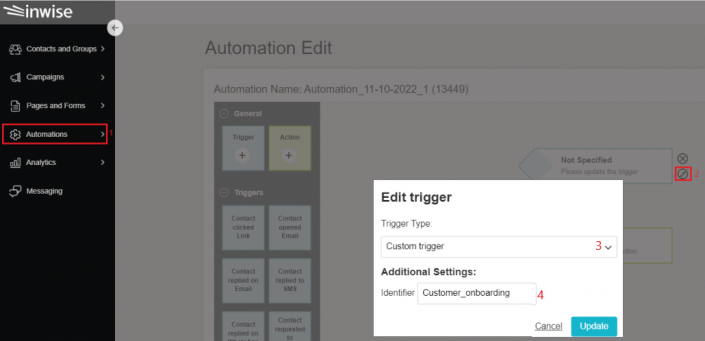 An external system event triggers automation - inwise