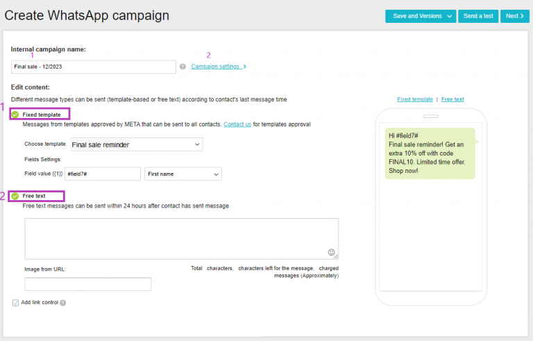 Create a WhatsApp Campaign - inwise